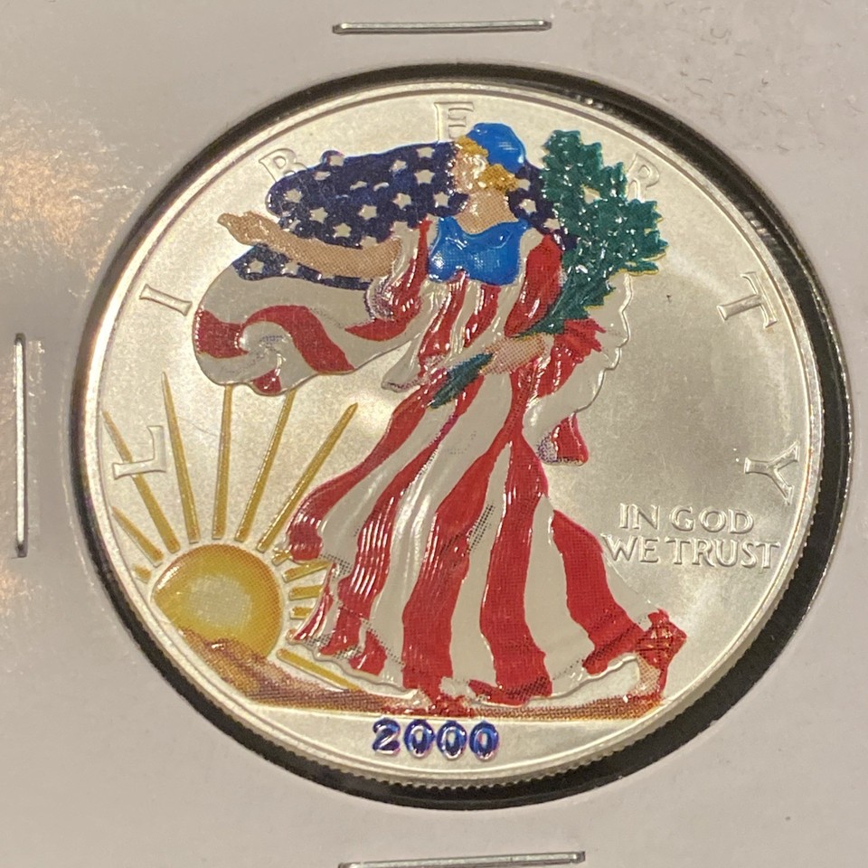 2000 Colorized Silver American Eagle 1 Ozt .999 Pure Silver Coin in ...