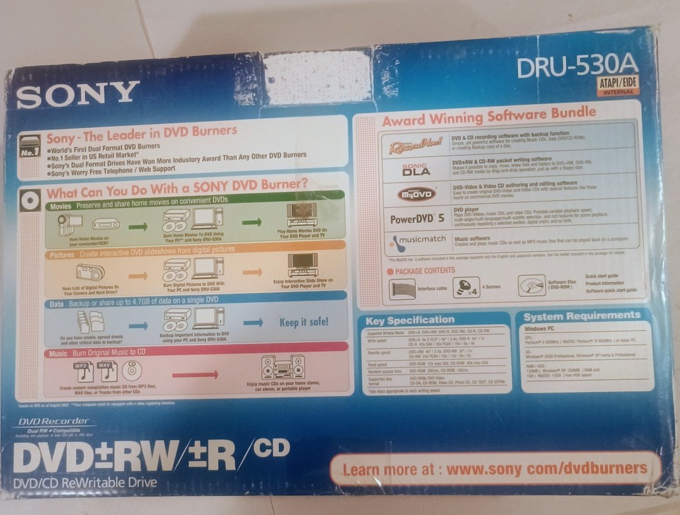 Sony DRU-530A DVD/CD ReWritable Drive - ATAPI/EIDE Internal Drive ...