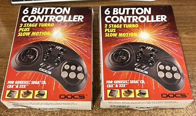 Lot of 2 6-BUTTON CONTROLLERS for SEGA GENESIS, CD, CDX, 32X Docs NM ...