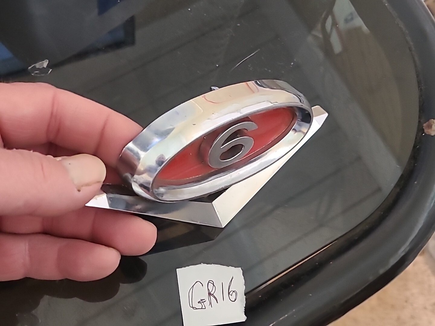 VINTAGE 1960S GMC TRUCK V6 FENDER EMBLEM OEM GM 2484679 A+++ BIN GR16 ...