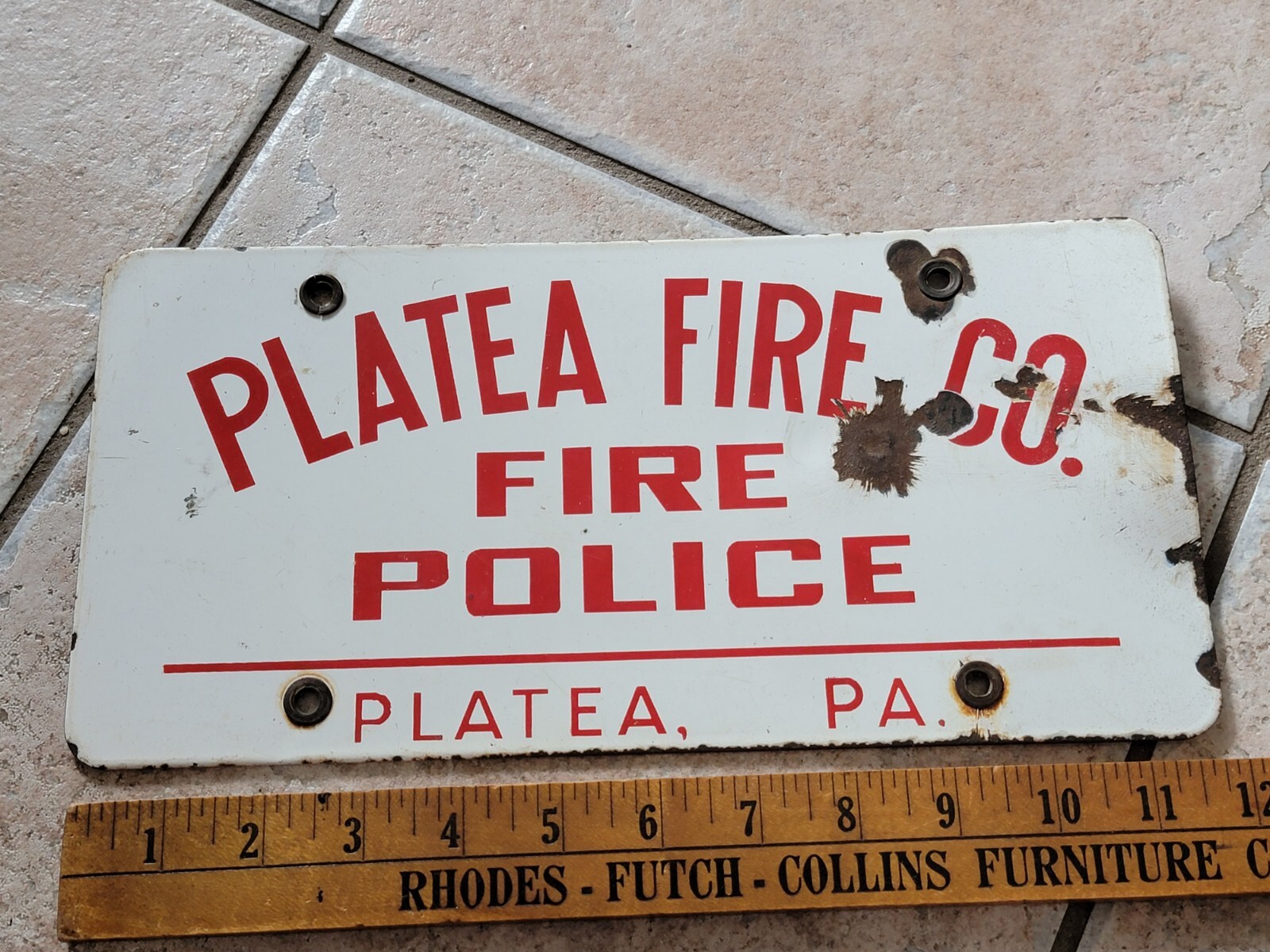 Platea Pennsylvania Fire Police Porcelain License Plate Pa Vintage Tag ...