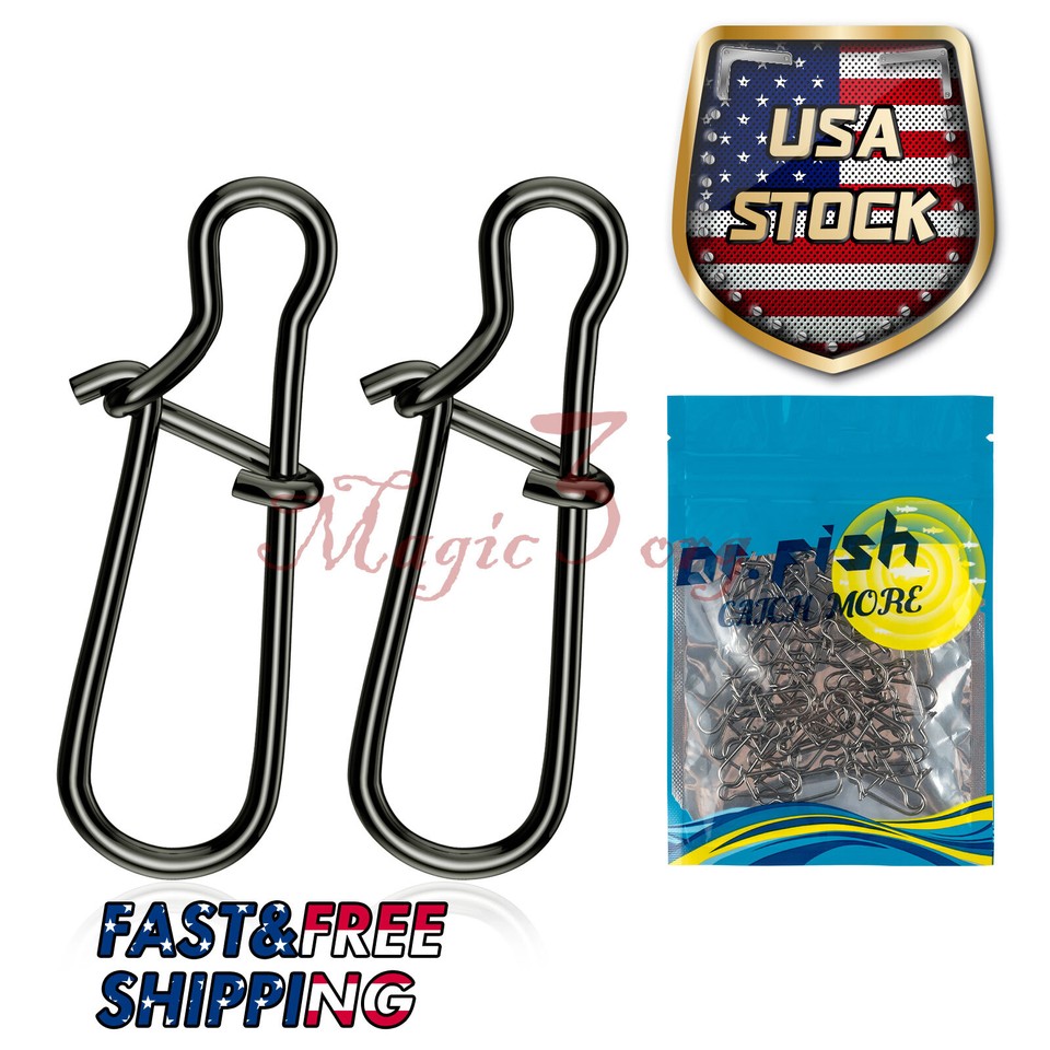 100~200Pack Fishing Snaps Duo Lock Snap Stainless Steel 40-220Lb Quick ...