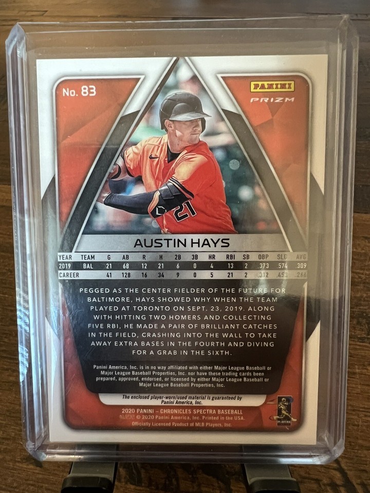 2020 Panini Spectra Austin Hays Jersey Patch Silver Prizm #83 Orioles ...