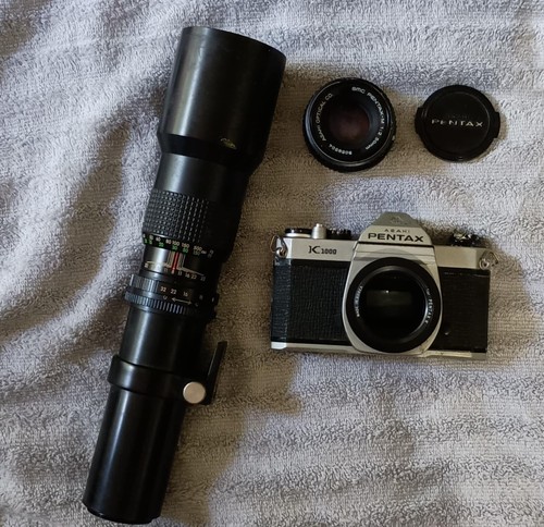 Vintage Pentax K1000 Camera- W/ Focal F=500mm 1:8 #430037 Telephoto Lens | eBay
