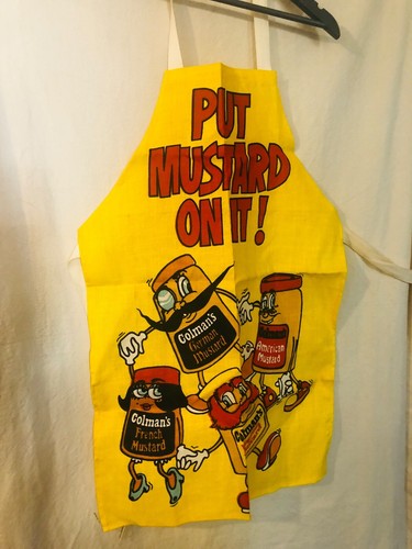 Vintage Colmans Mustard Apron, Anita Foote Designs - 100% Linen BNWOT ...