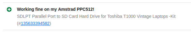 Parallel Port to SD Card Hard Drive for Toshiba T1000 Amstrad PPC 512 ...