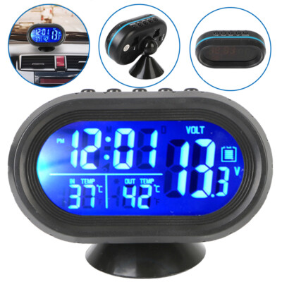 Mini Auto Digital Uhr LCD Thermometer KFZ Temperatur Wecker Außen und ...
