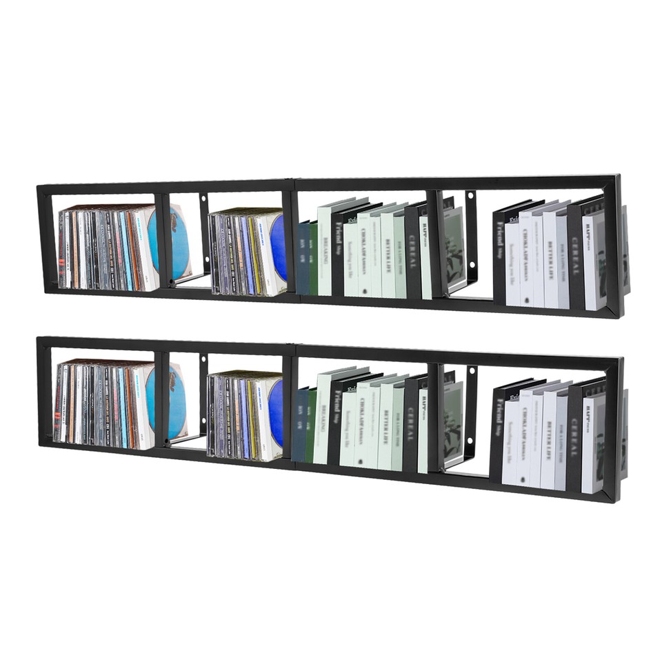 2x Floating Shelf Wall Mount CD DVD Rack Media Storage Organizer ...