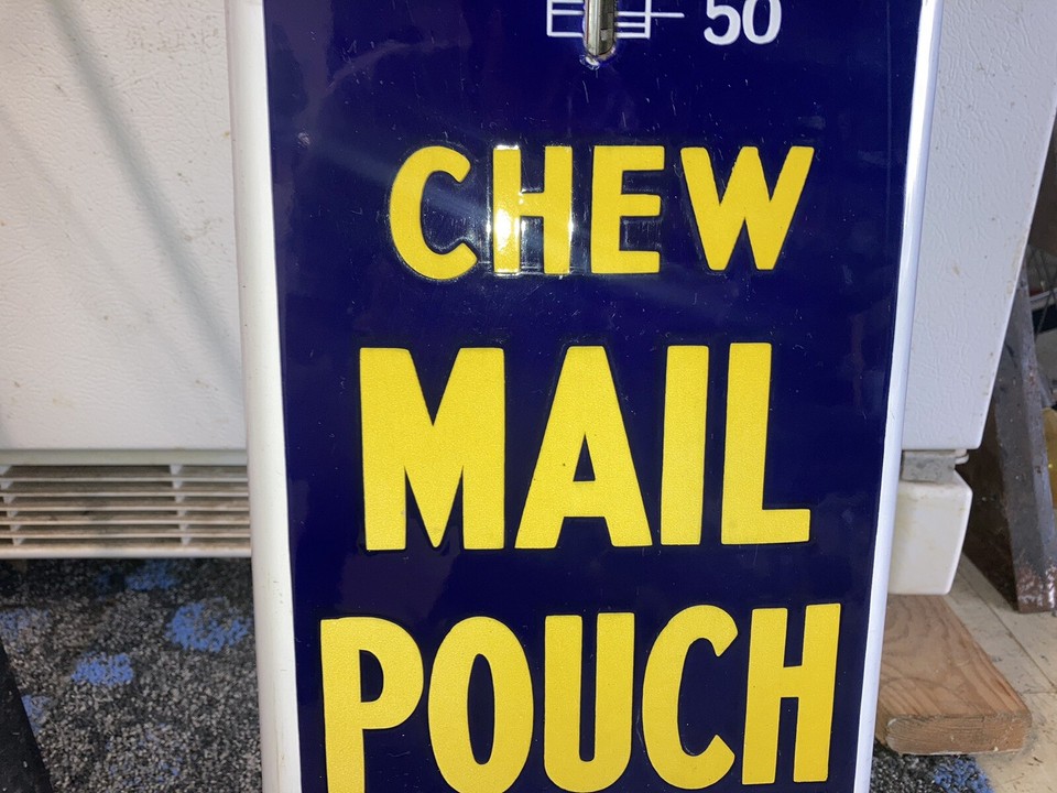 Vintage Original Chew Mail Pouch Tobacco 39" Porcelain/Metal ...