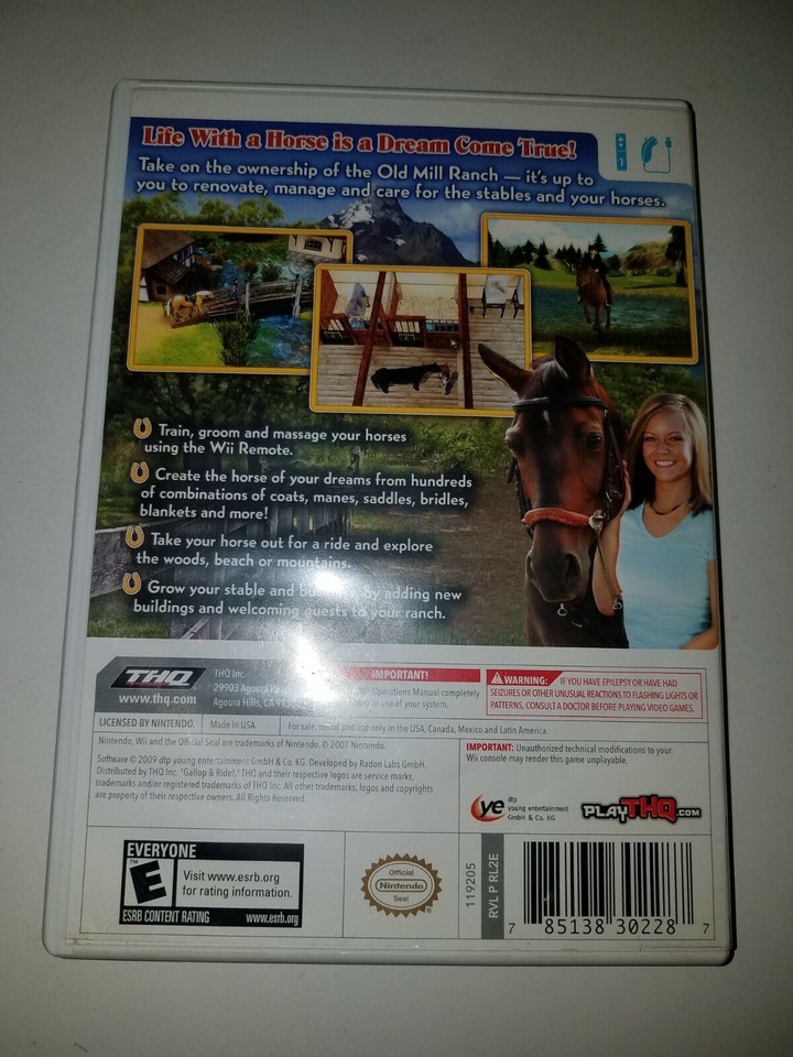 Gallop & Ride Nintendo Wii THQ Interactive Media 785138302287| eBay