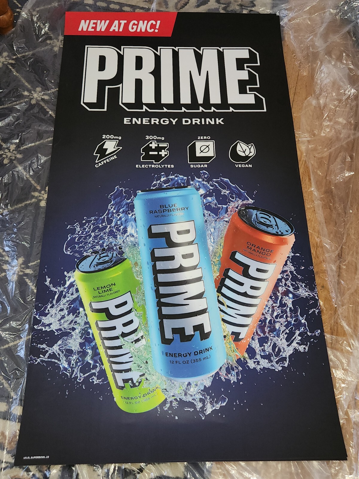 Prime Energy Drink Display Plastic Poster 46"×24" | eBay