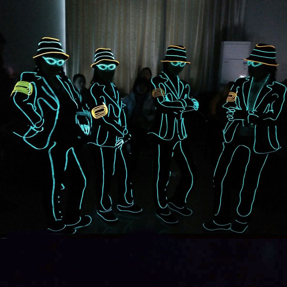 LED Neon EL Wire Tube Costumes Luminous Clothes Dancing Party Stage ...