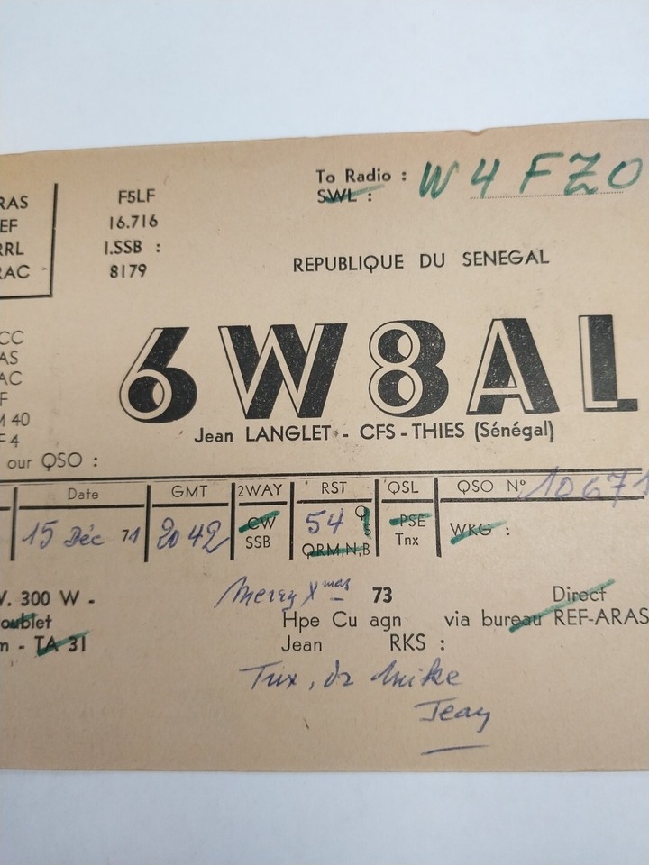 Senegal QSL Radio Card 1974 Jean Langlet Thies Train Railroad | eBay
