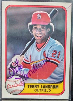 1981 Fleer Terry Landrum Purple Ink On Card Auto #539 St. Louis Creased ...