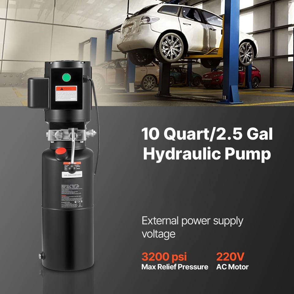 Uimoso 2.5 Gal/10 Qt Car Lift Hydraulic Power Unit Pack 220V AC 2 Post ...
