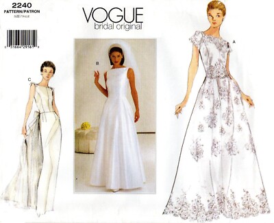 Bridal Original Dress Sewing Pattern U-Pick Size 6-22 Vogue 2240 NEW ...