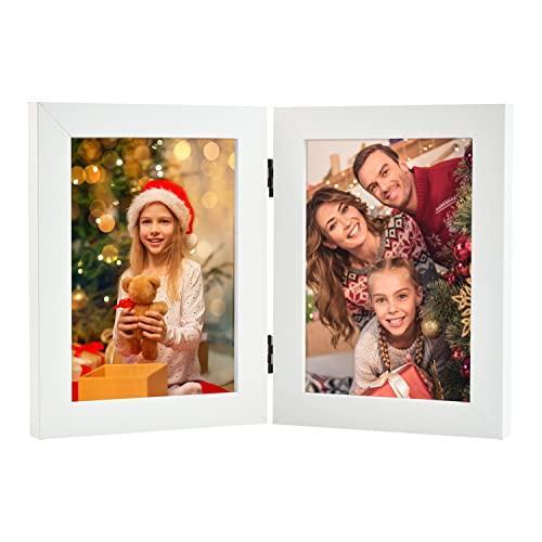 Frametory, 5x7 Double Picture Frame Hinged Photo Frames Two Folding Frame