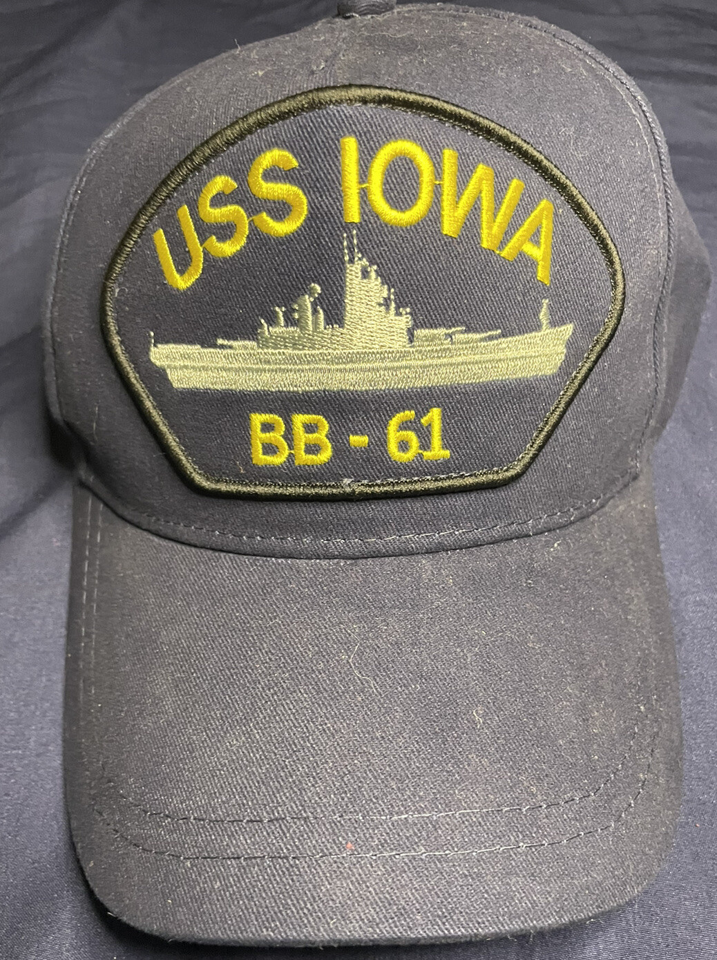 NEW USS Iowa BB-61 Hat Blue Adjustable Twill Breathab… - Gem