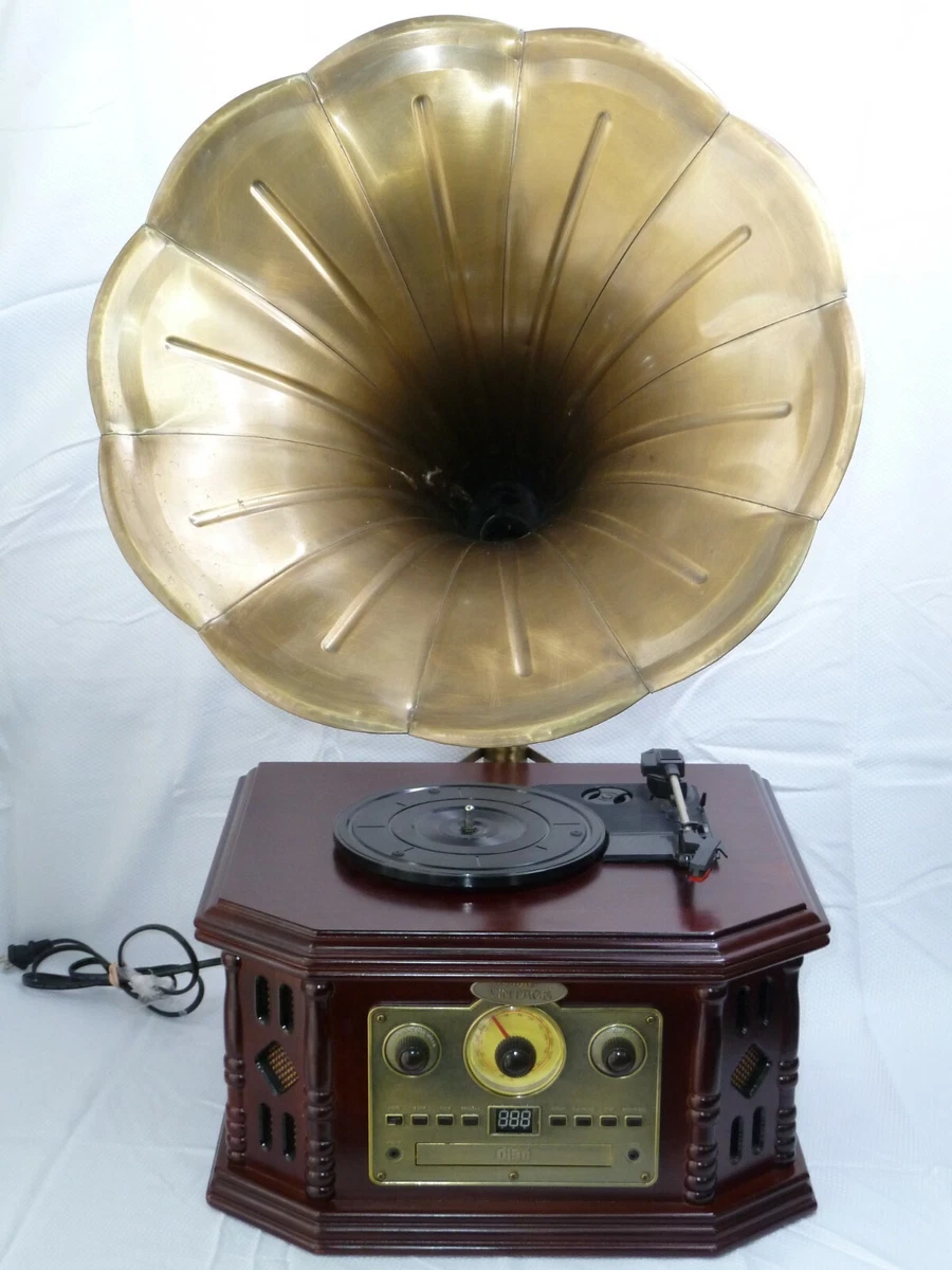 Vintage Record Player With Horn