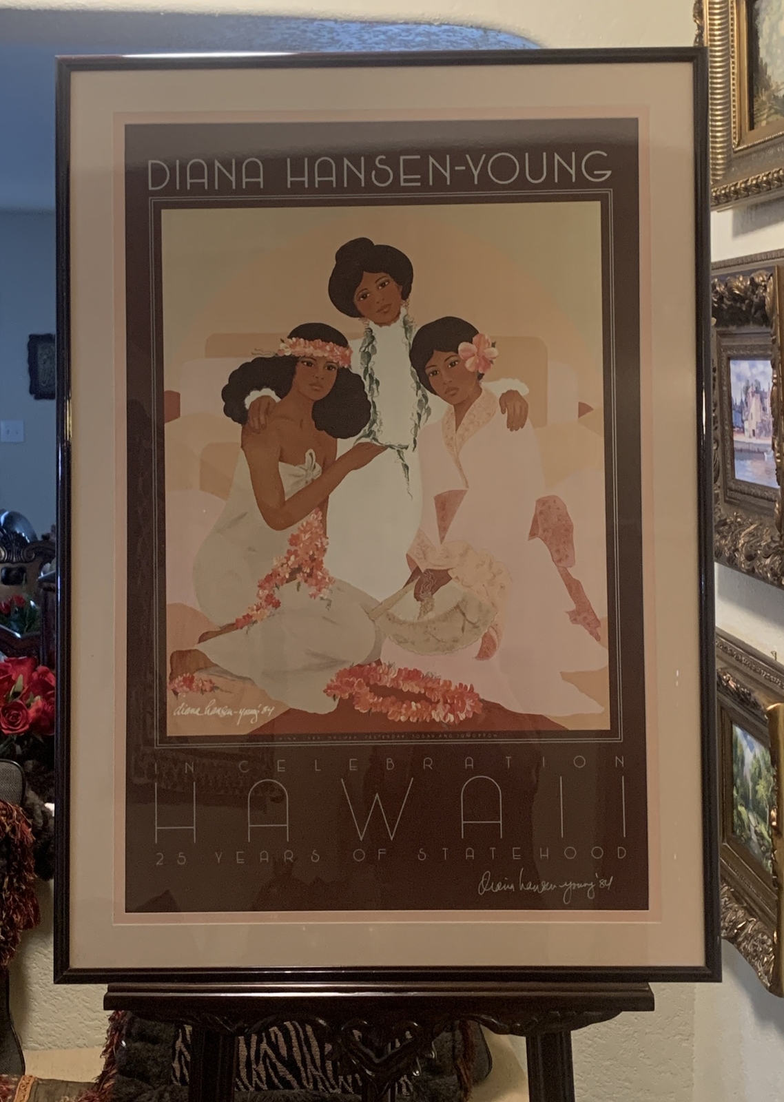 FRAMED DIANA HANSEN YOUNG HAWAII 25 YEARS OF STATEHOOD PRINT SIGNED ...