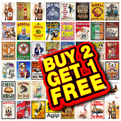 Metal Tin Signs Vintage Retro Home Bar Man Cave Garage Shed Dad Beer ...