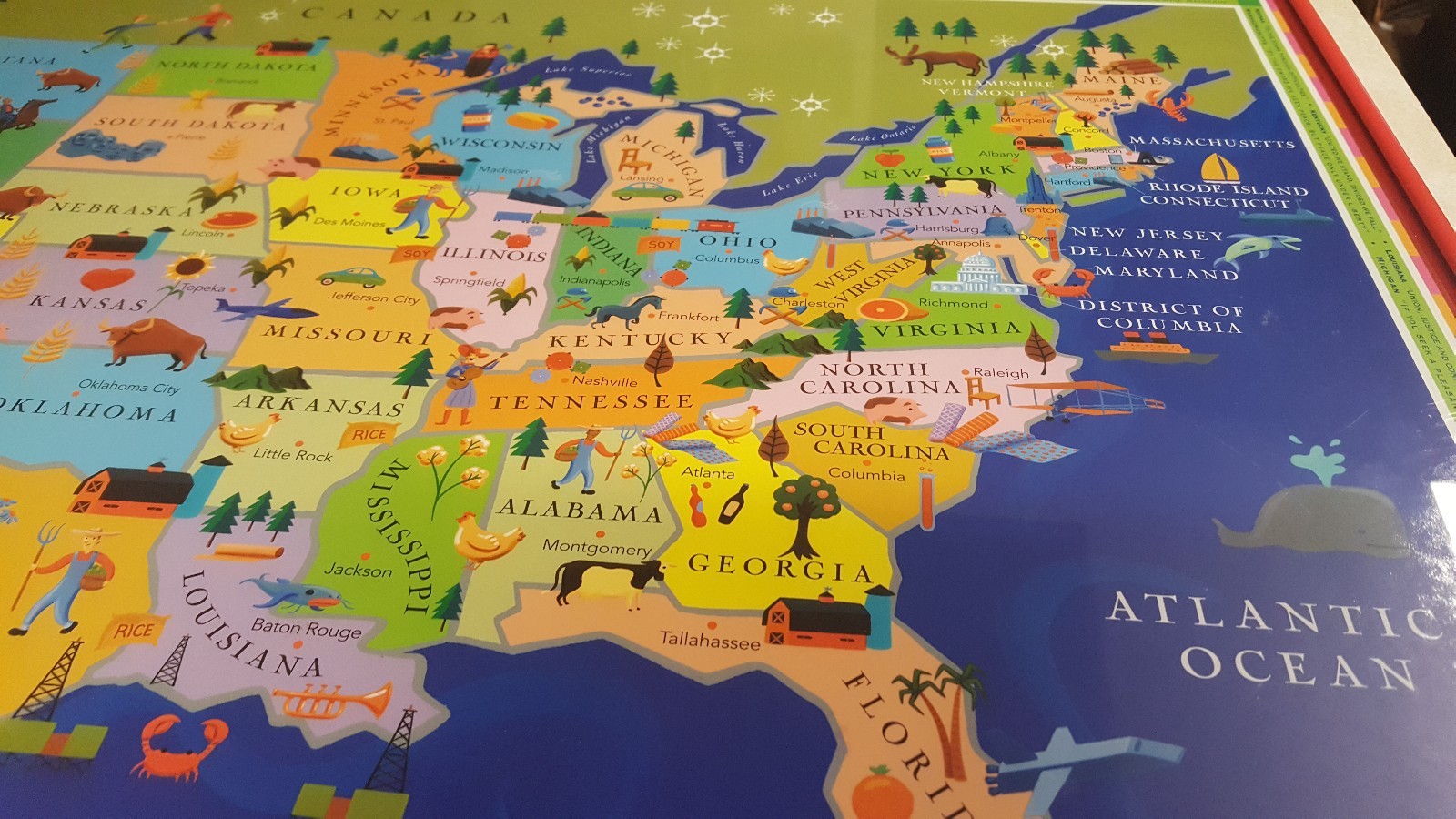 Colorful U.S. Map With State Capitols And State Mottos | eBay