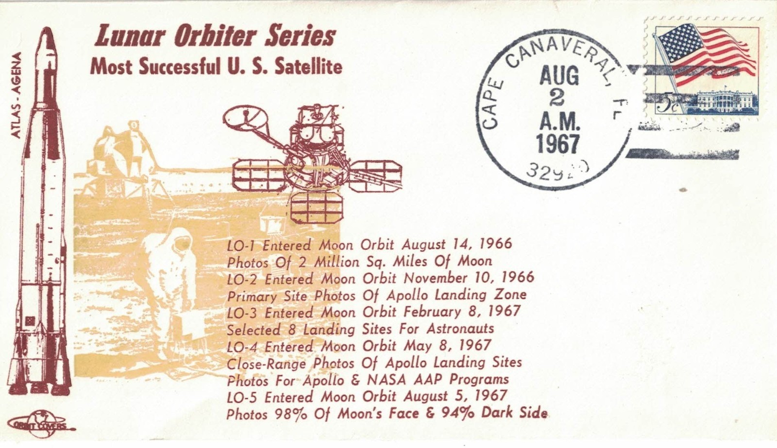 2 Aug 1967 Space Cover, Lunar Orbiter Series, Orbit Covers | eBay