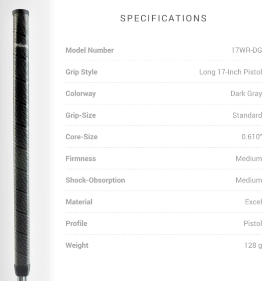 1 Winn Dark Gray Long 17 Inch Pistol Counter Balance Putter Golf Grip ...