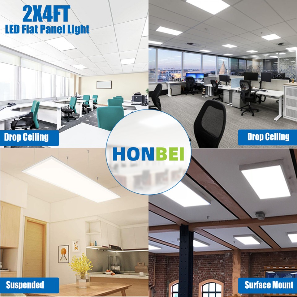 4-PACK 75Watt 4x2 FT LED Troffer Panel Light 5000K White Panel Dimmable ...