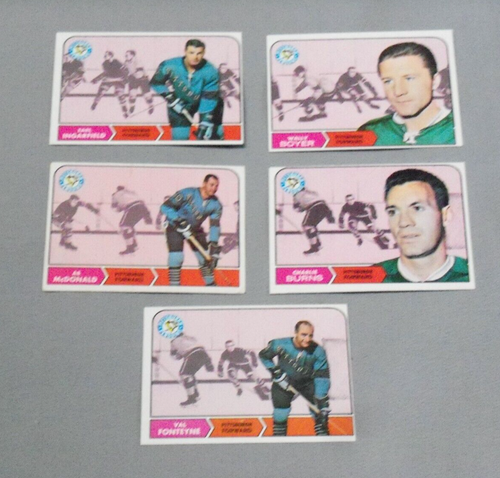 Pittsburgh Penguins, 1968-69 Topps Card Lot (5), First Year, All ...