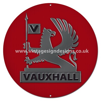 VAUXHALL 12" ROUND METAL SIGN. CLASSIC VAUXHALL GARAGE DECOR. | eBay UK