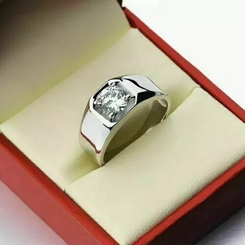 2 Ct Lab Created Diamond Men's Engagement Band Ring 14K White Gold ...