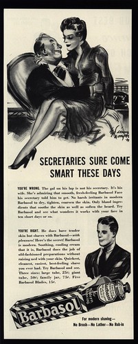 1940 BARBASOL - Sexy Woman Secretary Sits On Boss Lap - VINTAGE AD | eBay