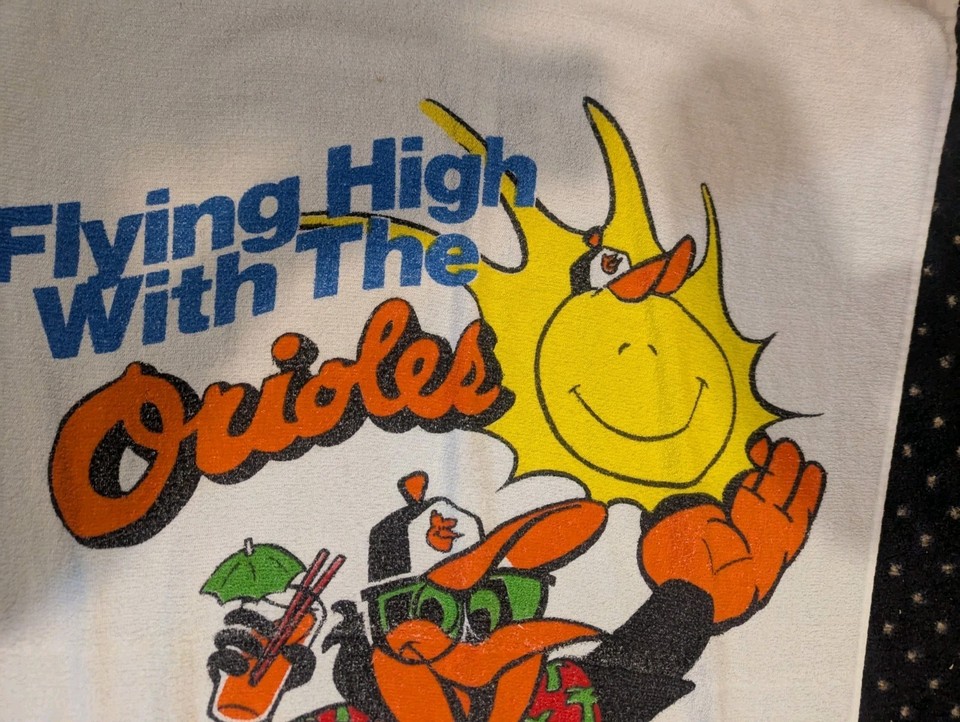 Baltimore Orioles 80s 90s Pool Beach Towel Made USA Baseball Flying ...