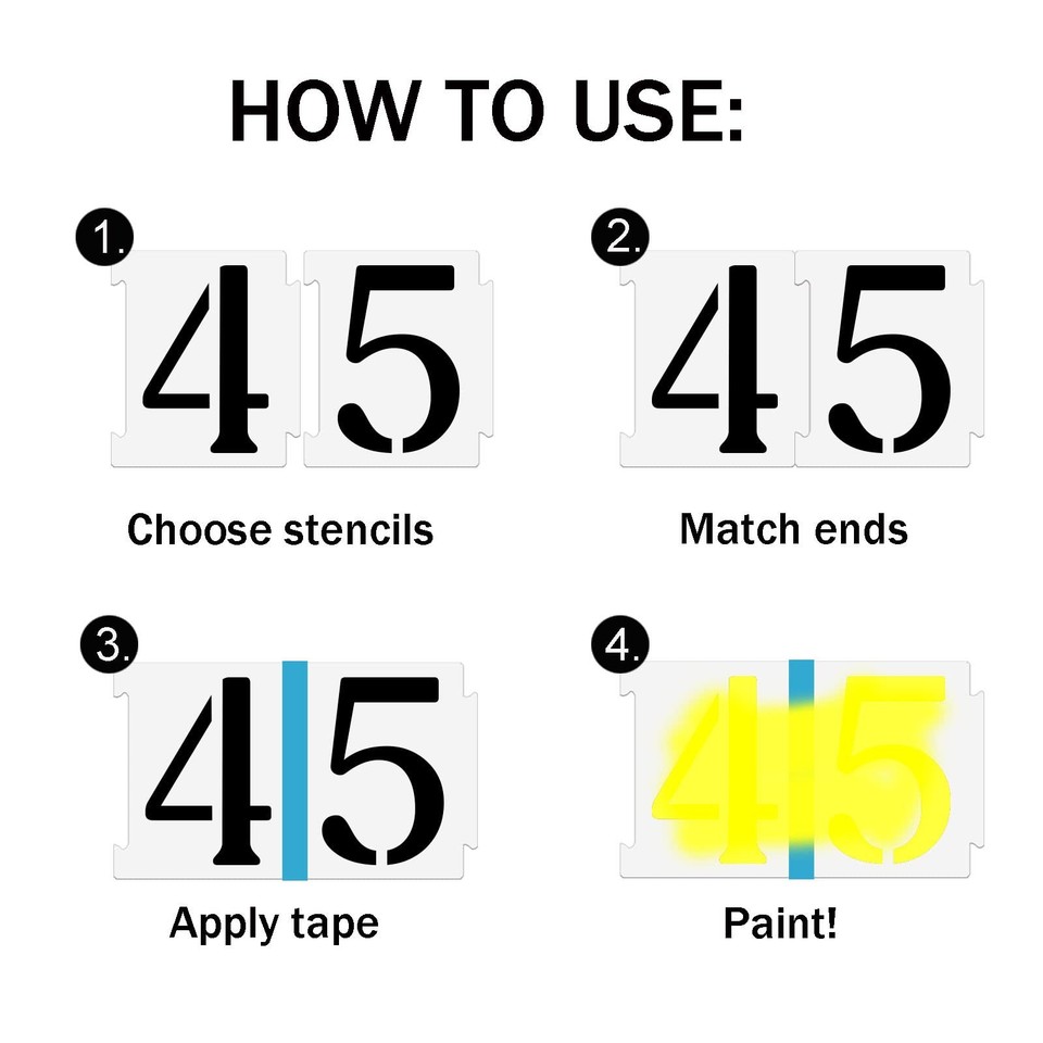 6 Inch Curb Stencil Kit 0-9 Address Number Stencils, 20Pcs Reusable 14 ...