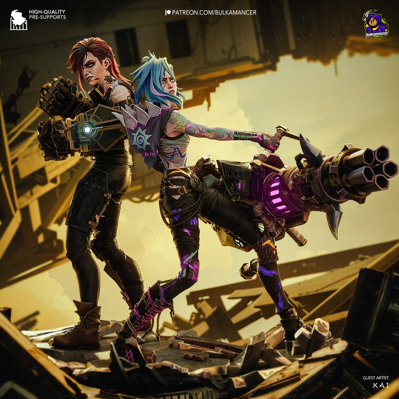 Jinx Vi - Arcane 1/8 DIORAMA Figure Statue Model Kit Unpainted Fan Art ...