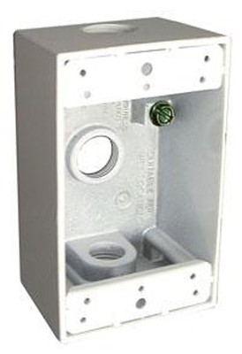 (5 pc) Weatherproof 1-Gang Box w/ Three 1/2" Holes WHITE Metal Outdoor ...