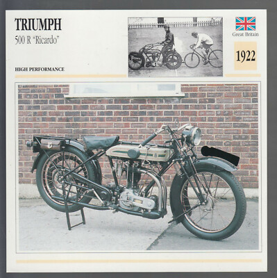 1922 Triumph 500cc R Ricardo Riccy (499cc) Motorcycle Photo Spec Sheet ...
