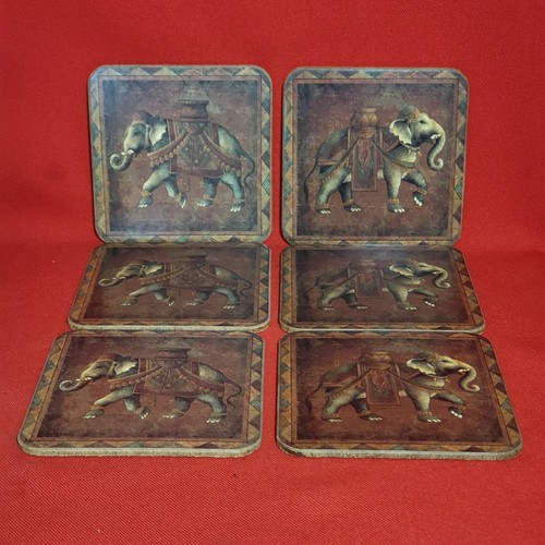 Wooden Elephant Coasters Set of 6 | eBay