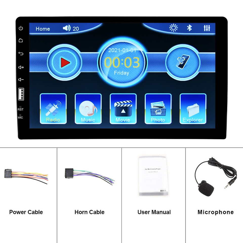 Single 1Din 9" Car Stereo Radio Bluetooth FM Touch Screen Mirror Link ...