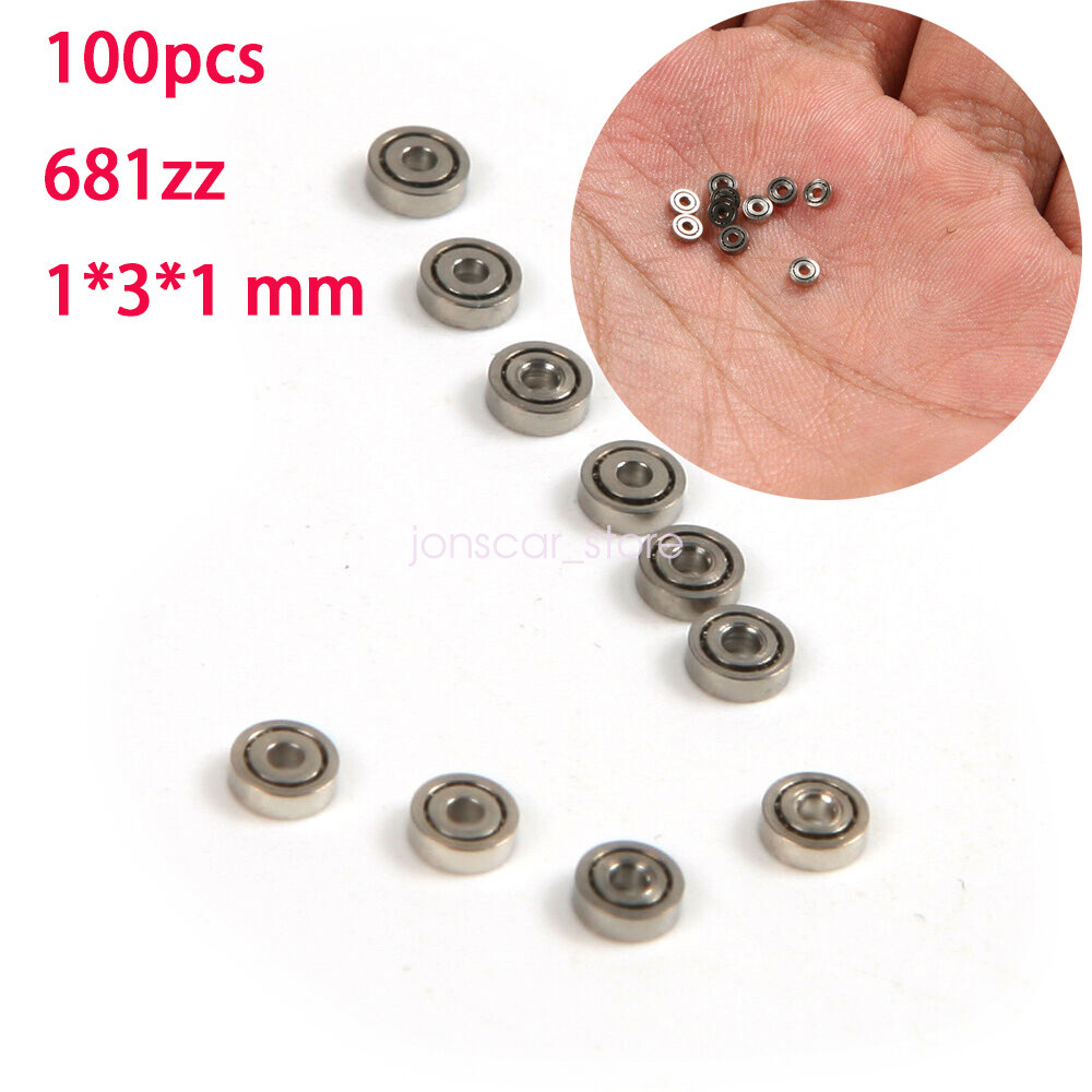 100pc 681ZZ (1x3x1mm) Miniature Mini Ball Bearings Metal Open Micro ...