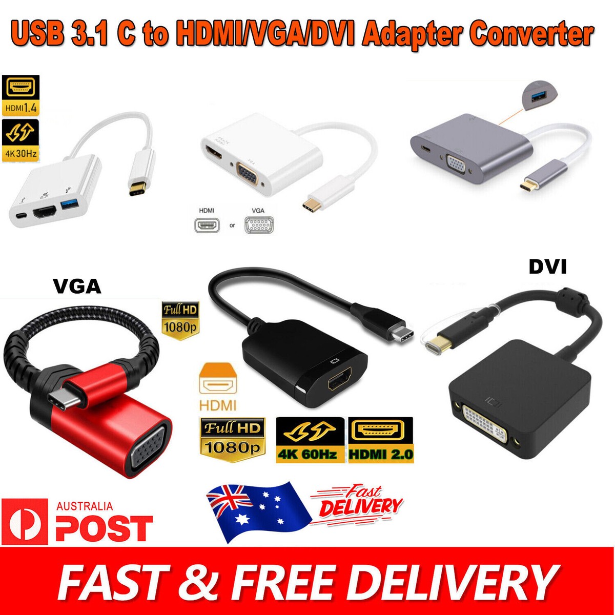 Video Adapter Types Xtech XTC 540 USB Type C Male To HDMI Female