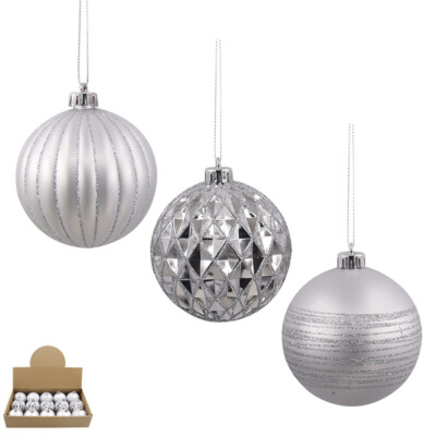 Silver Baubles 8cm 1pc 3A Christmas Decoration | eBay Australia