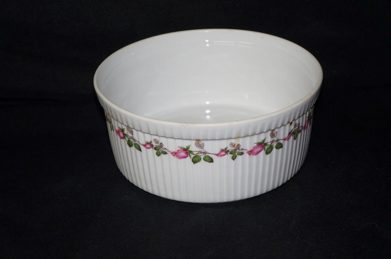 APILCO France Pink Roses Design Fluted Round Souffle Casserole Dish 7 1 ...
