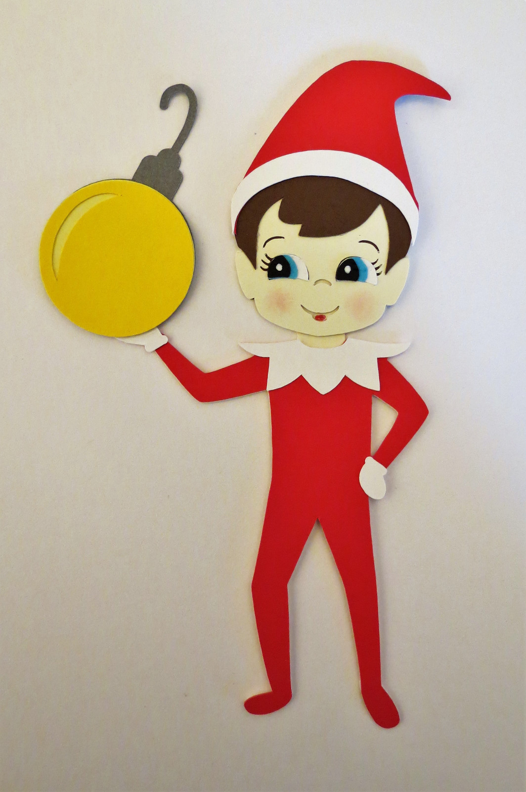 Christmas Elf Shelf Boy Girl ONE piece Cardstock Scrapbook Die Cut ...