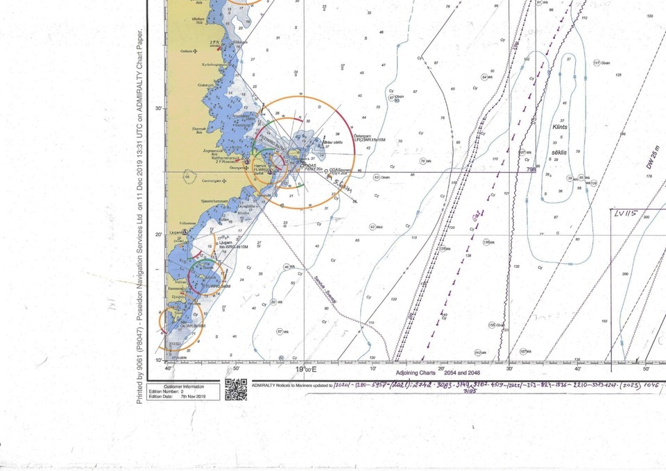 2059 Gotland To Irbe Strait Baltic Sea Marine Map Chart Ship Paper Wal ...