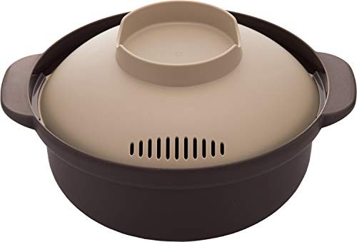MI Creations Microwave Cooking Pot Brown 1.5L Made in Japan One-Person ...