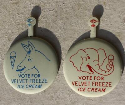 Velvet Freeze Ice Cream Elephant Donkey Red Blue Lithographed Tab Set ...