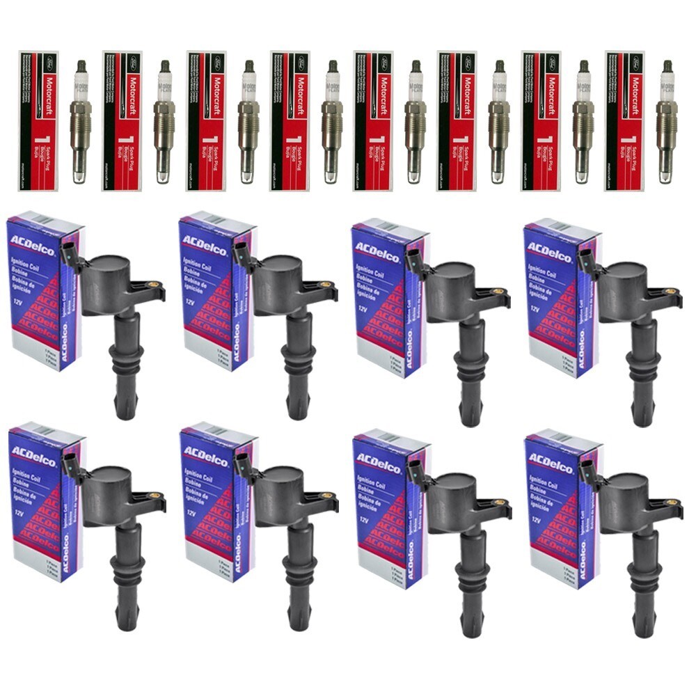 Set of 8 Motorcraft SP546 Spark Plugs PZK14F + 8 OEM BS-C1541 Ignition ...