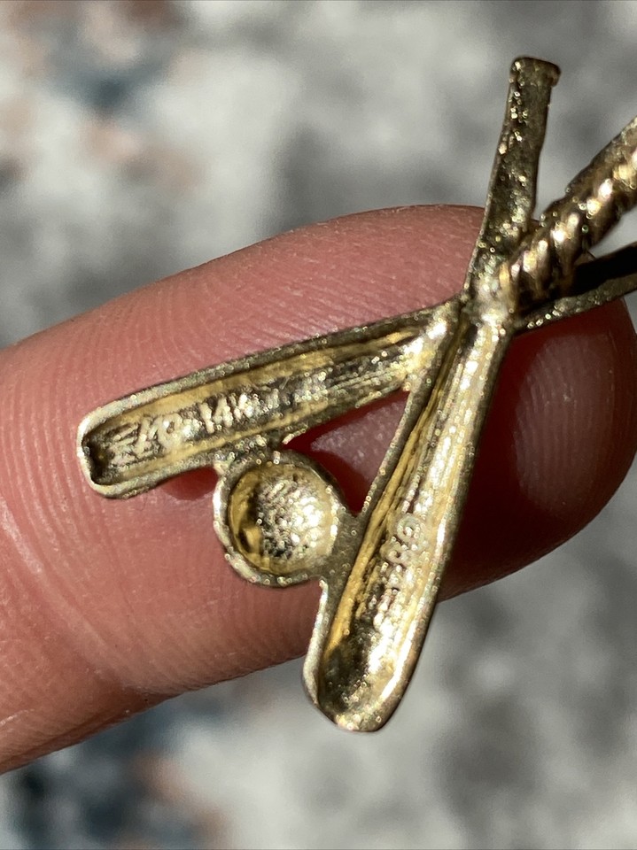 Vintage 14K Yellow Gold Baseball Bats & Ball Charm or Pendant by ...